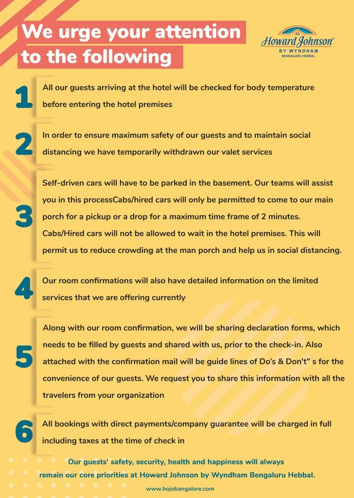 Being a Safe Hotel in Bengaluru | Health & Safety Protocols for our Guests